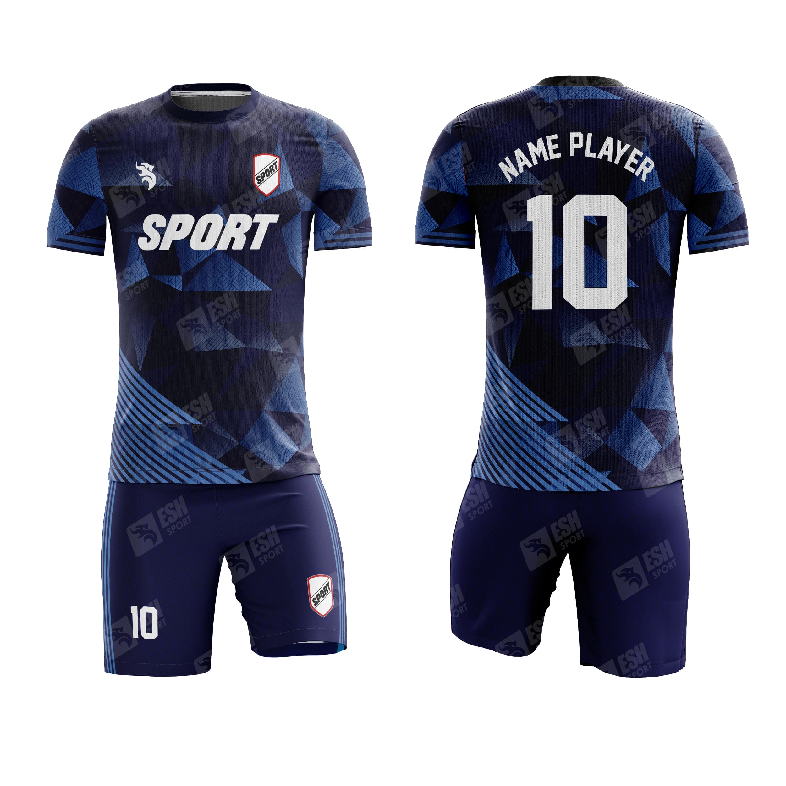 Ocean blue customizable soccer uniform - ESH Sport